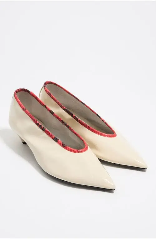 Bimba Y Lola Leather Heel Court Shoe