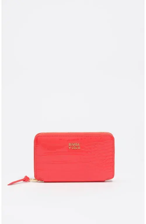 Bimba Y Lola Textured Wallet - Bright Coral