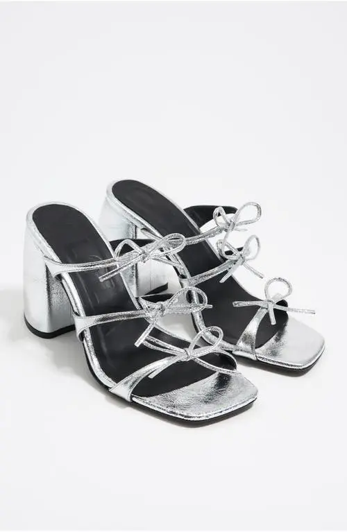 Bimba Y Lola Leather Heeled Sandals - Silver