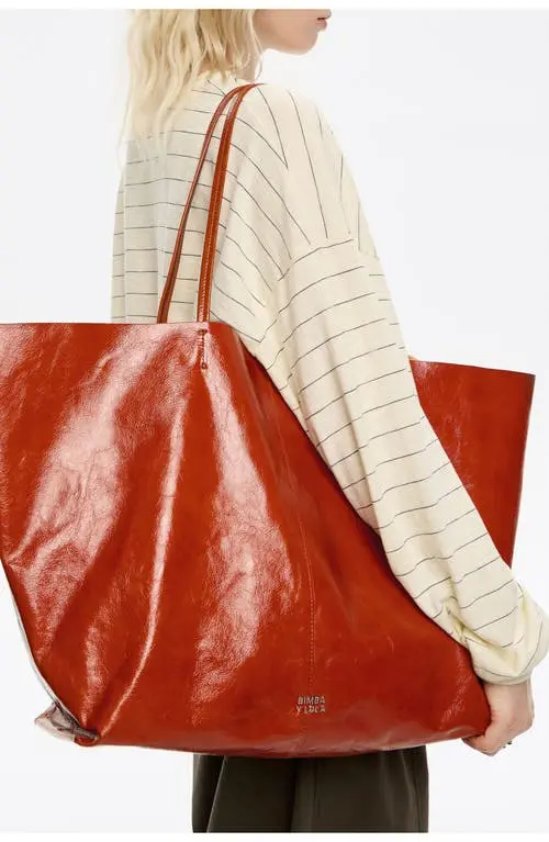 Bimba Y Lola Leather Maxi Shopper - Burnt Orange