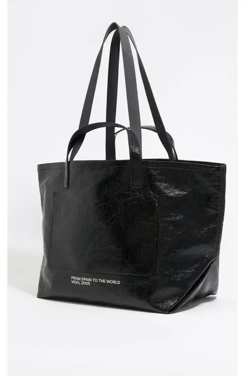 Bimba Y Lola Shopper Bag With Front Illustration - Black