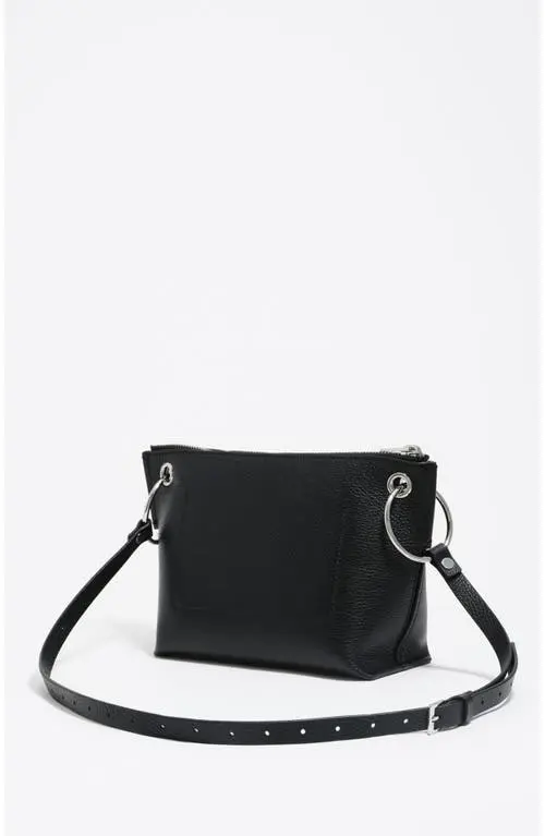 Bimba Y Lola Leather Medium Trapezium Crossbody Bag - Black