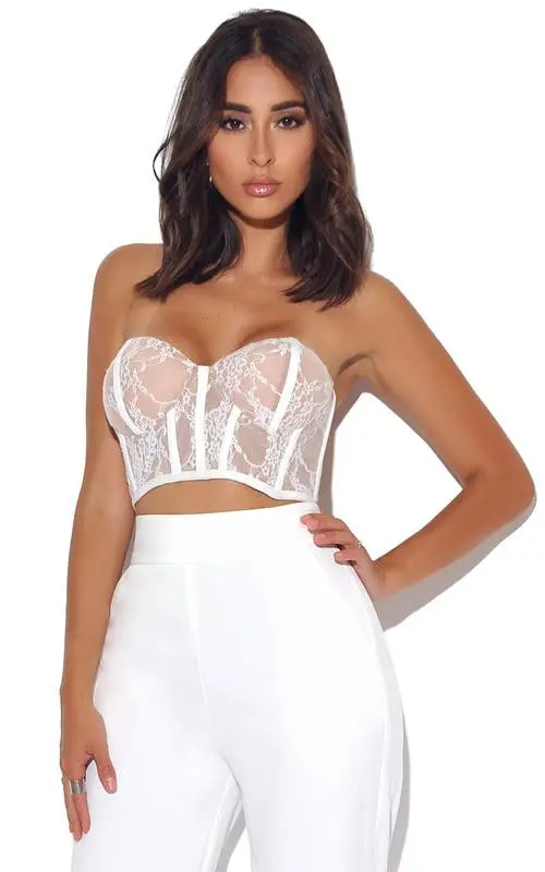 MISS CIRCLE Lace Corset Top - White