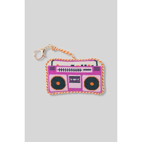 FURBISH Needlepoint Bag Charm - Pink Boombox