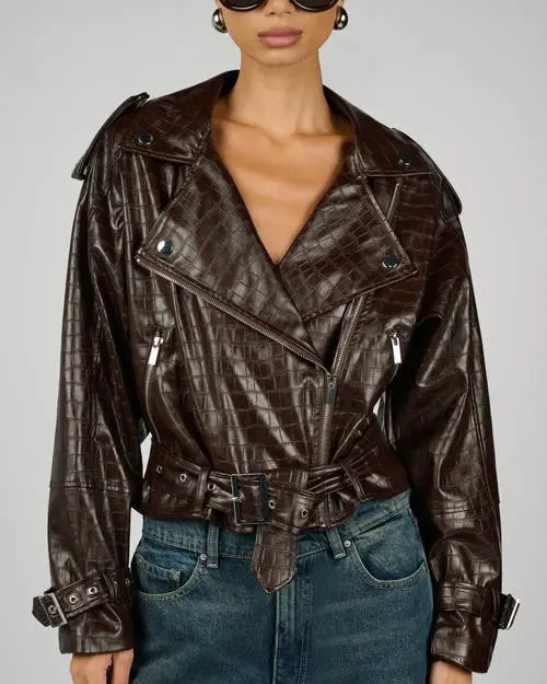 WeWoreWhat Cropped Moto Jacket