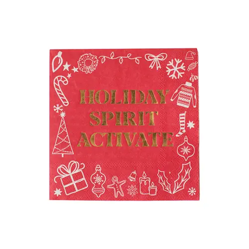 JOLLITY & CO Holiday Spirit Activate" Christmas Cocktail Napkins - Assorted Pre-pack
