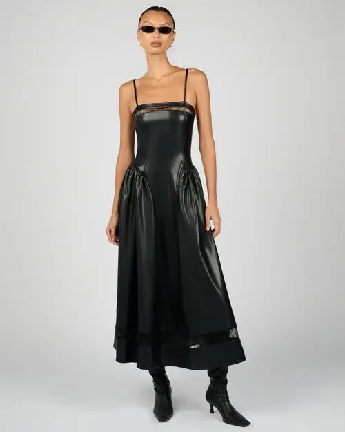 WeWoreWhat Lace Panel Corset Midi Dress