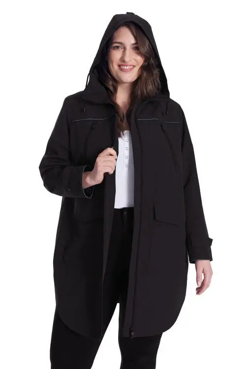 ALPINE NORTH Kusawa Mid-length Hooded Raincoat - Black