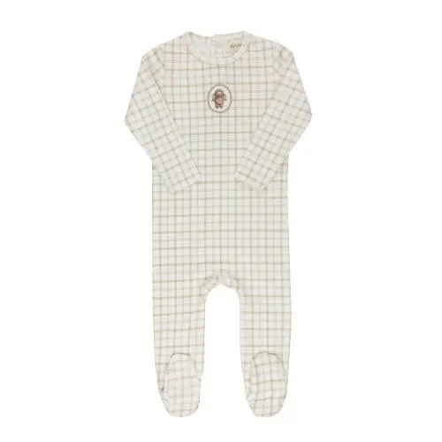 ELY'S & CO. Modal French Terry Plaid Sheep Footie - Beige