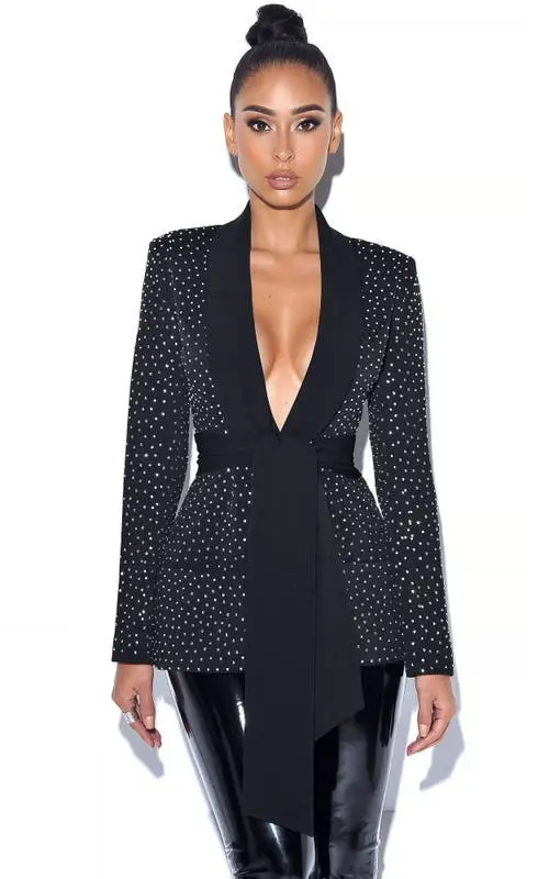 MISS CIRCLE Visionary Crystal Embellished Blazer Jacket