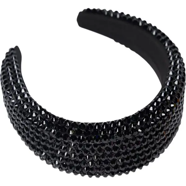 MALIBU SUGAR Rhinestone Puff Headband - Black