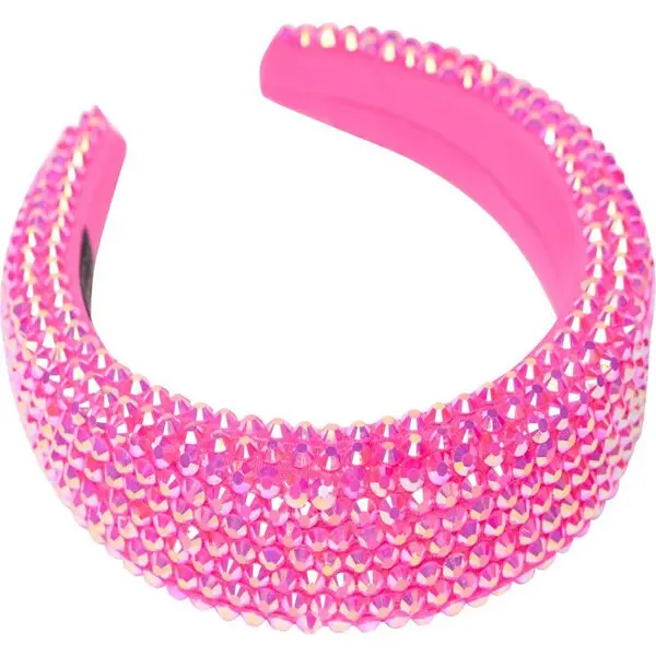 MALIBU SUGAR Rhinestone Puff Headband - Bright Pink