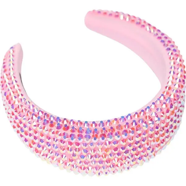 MALIBU SUGAR Rhinestone Puff Headband - Light Pink