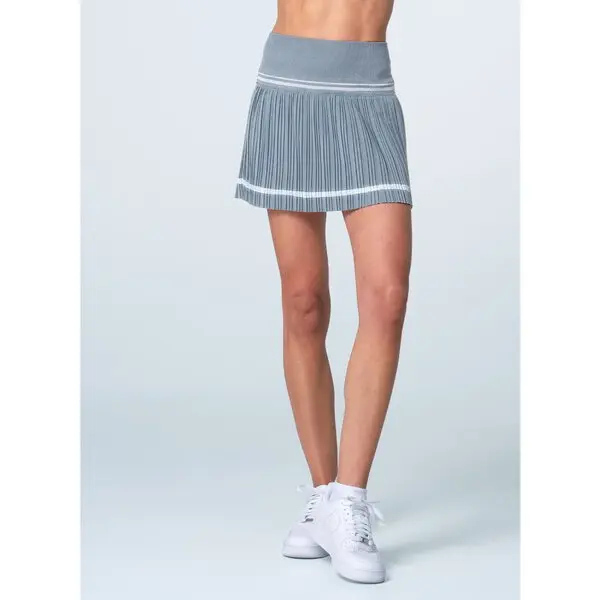 Lucky In Love Pleated Skirt With Racing Stripe - Grey