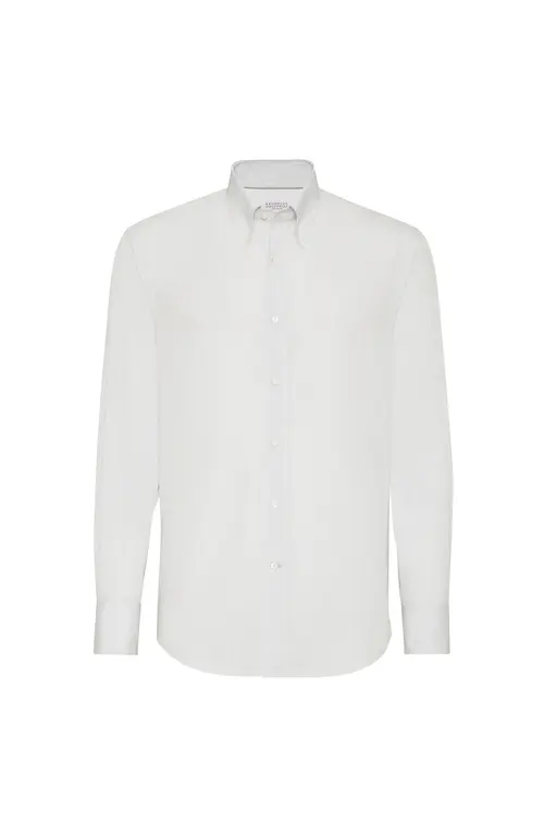 Brunello Cucinelli Striped Poplin Shirt - White