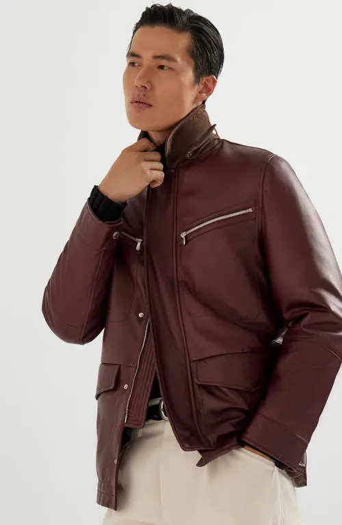 Brunello Cucinelli Nappa Leather Field Jacket - Amaranth