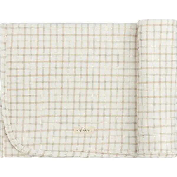 ELY'S & CO. Modal French Terry Plaid Sheep Collectionblanket - Beige