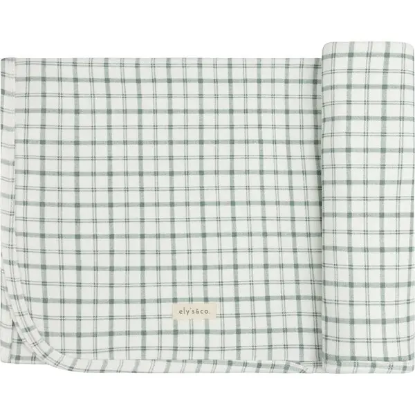 ELY'S & CO. Modal French Terry Plaid Sheep Collectionblanket - Teal
