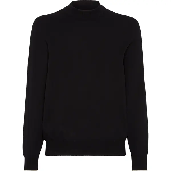 Brunello Cucinelli Funnel Neck Cashmere Sweater - Black