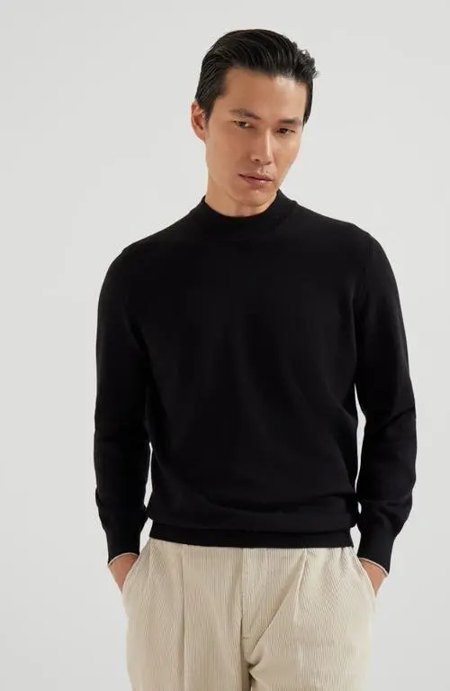 Brunello Cucinelli Funnel Neck Cashmere Sweater - Black