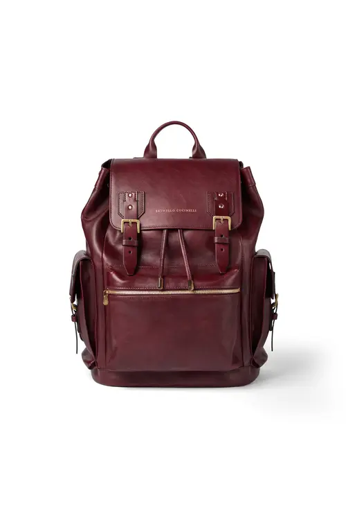 Brunello Cucinelli Calfskin Backpack - Burgundy
