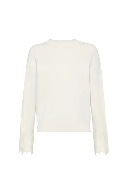 Brunello Cucinelli Cashmere Sweater With Lace Cuffs - Panama
