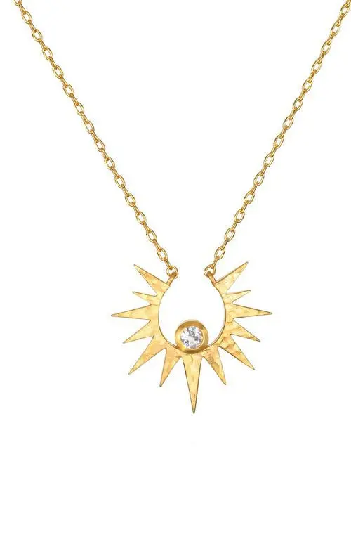 SATYA JEWELRY White Topaz Starburst Pendant Necklace - Gold