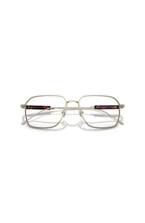 Brunello Cucinelli 54mm Rectangle Full Rim Optical Glasses - Gold