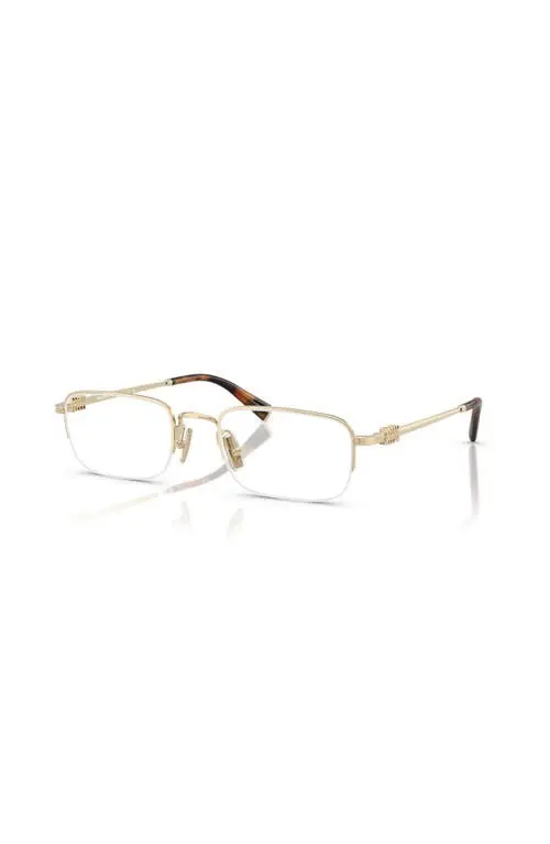 Miu Miu 53mm Rectangle Optical Glasses - Gold