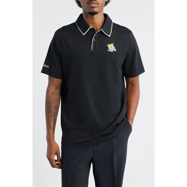 MALBON Fairway Monarch Piqué Performance Golf Polo - Black