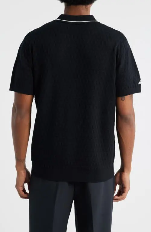 MALBON Crest Embroidered Polo - Black