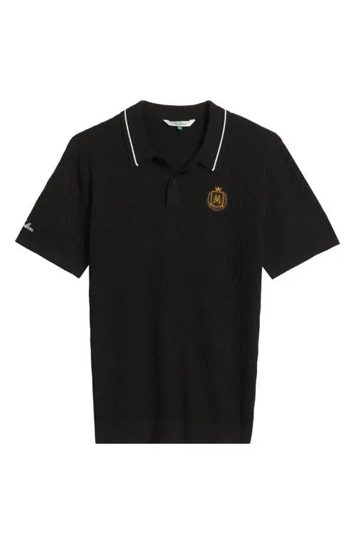 MALBON Crest Embroidered Polo - Black