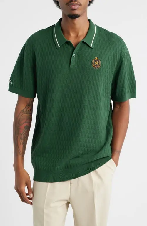 MALBON Crest Embroidered Polo - Myrtle