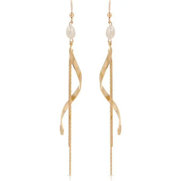 Ettika Freshwater Pearl Drop Earrings - Gold