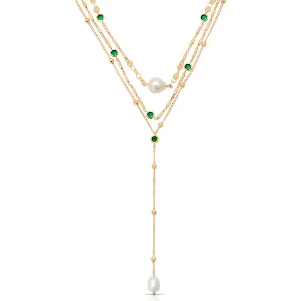 Ettika Freshwater Pearl Layered Y-necklace - Green