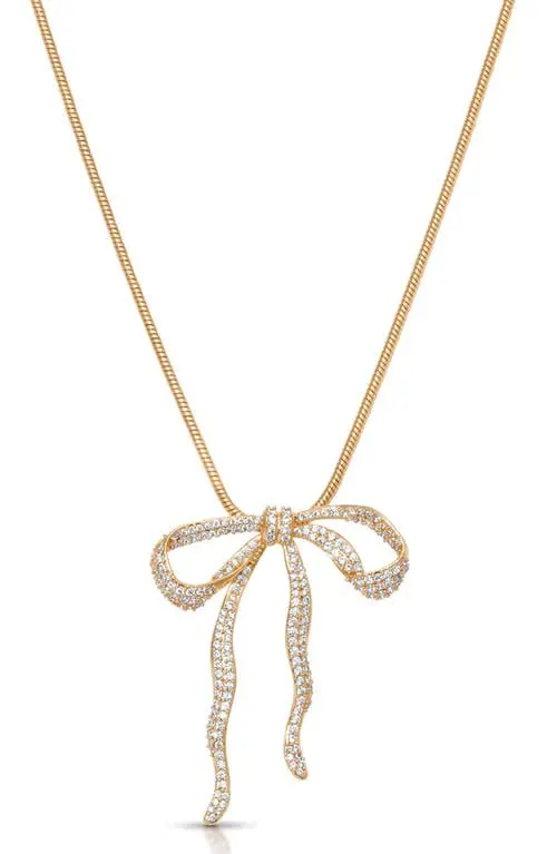 Ettika Pavé Cubic Zirconia Bow Pendant Necklace - Gold