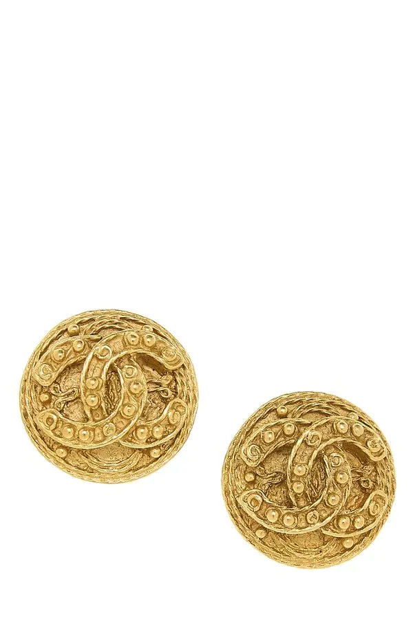 Chanel Cc Filigree Round Earrings - Gold
