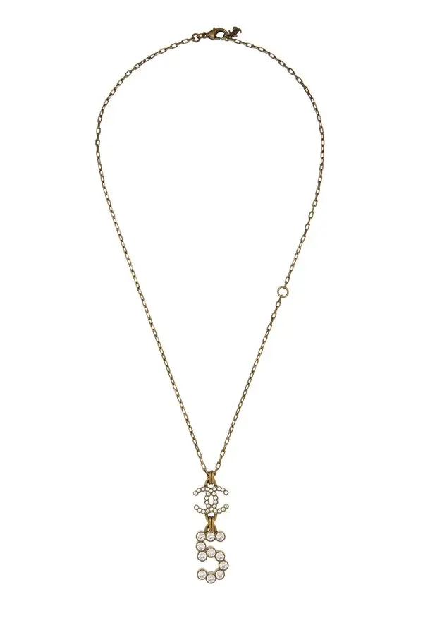 Chanel Crystal 'cc' No. 5 Necklace - Gold