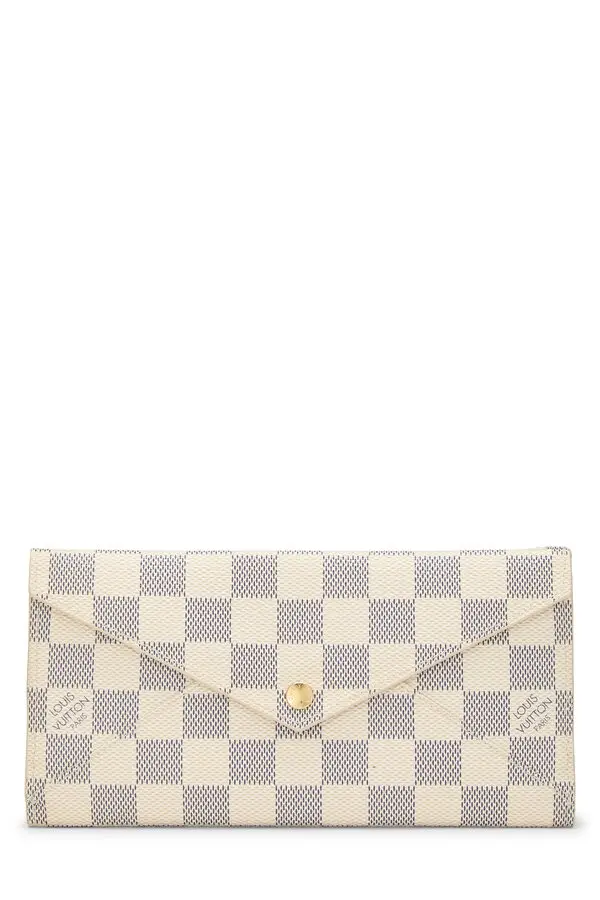 LOUIS VUITTON Damier Azur Origami Long Wallet - White