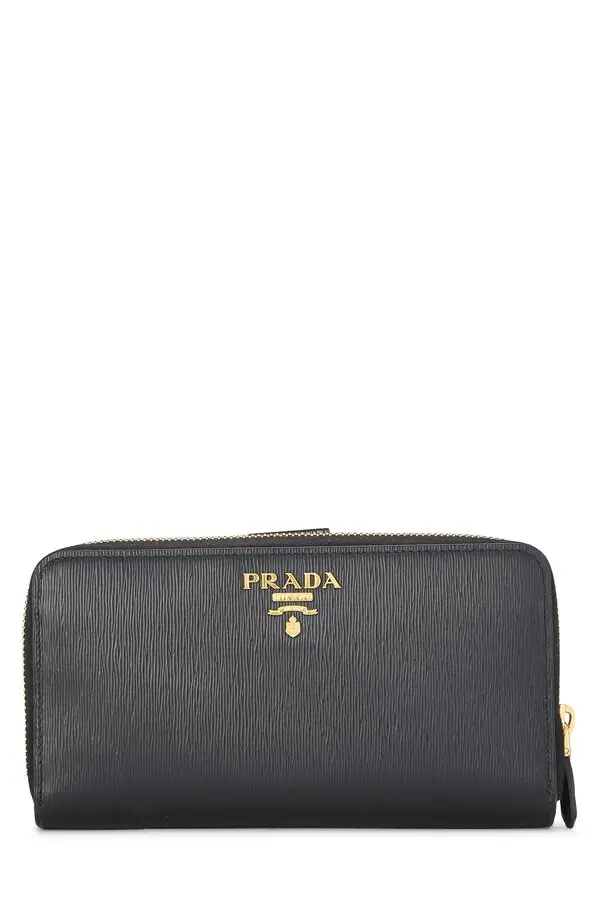 Prada Vitello Move Zip Around Wallet - Black