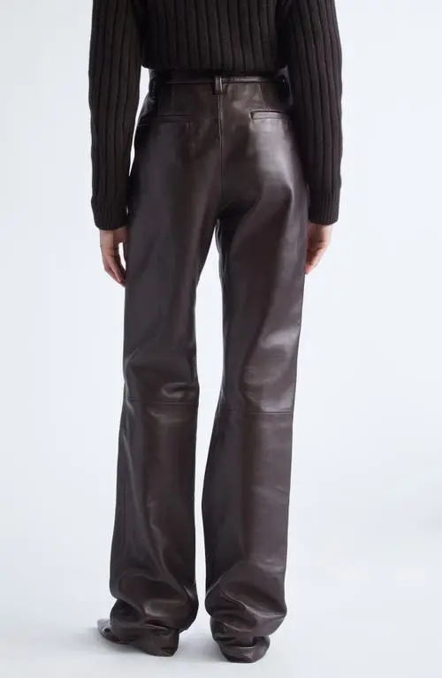 Brandon Maxwell Straight Leg Lambskin Leather Trousers