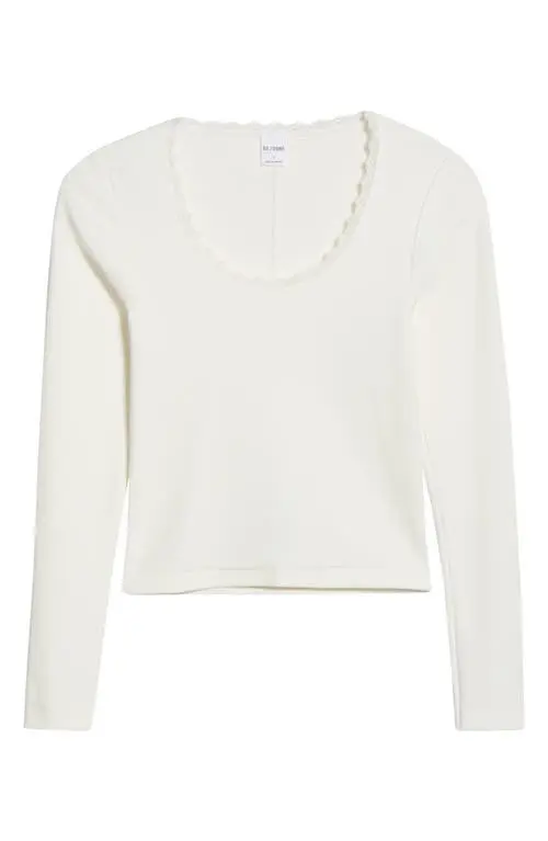 RE/DONE Lace Trim Stretch Cotton Top - Off White