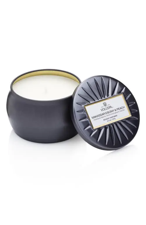 Voluspa Vermeilmakassar Ebony & Peach Mini Tin Candle - No Color