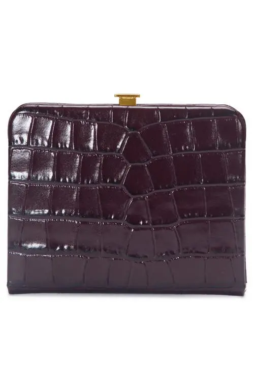 Vince Croc Embossed Frame Wallet - Bordeaux