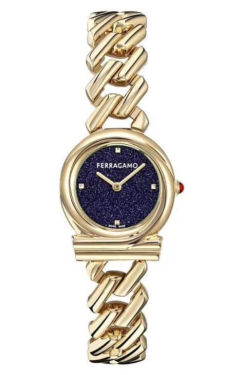 FERRAGAMO Gancini Twisted Bracelet Watch - Blue Sandstone