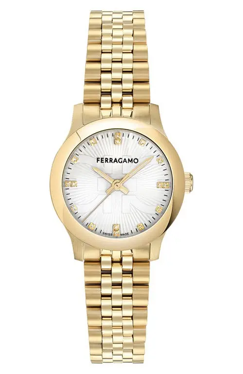 FERRAGAMO Duo Diamond Bracelet Watch - Ip Yellow Gold