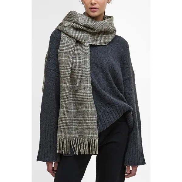 Barbour Noelle Check Wool Scarf - Monochrome