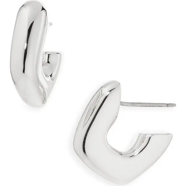 Madewell Sculptural Huggie Hoop Earrings - Light Silver Ox