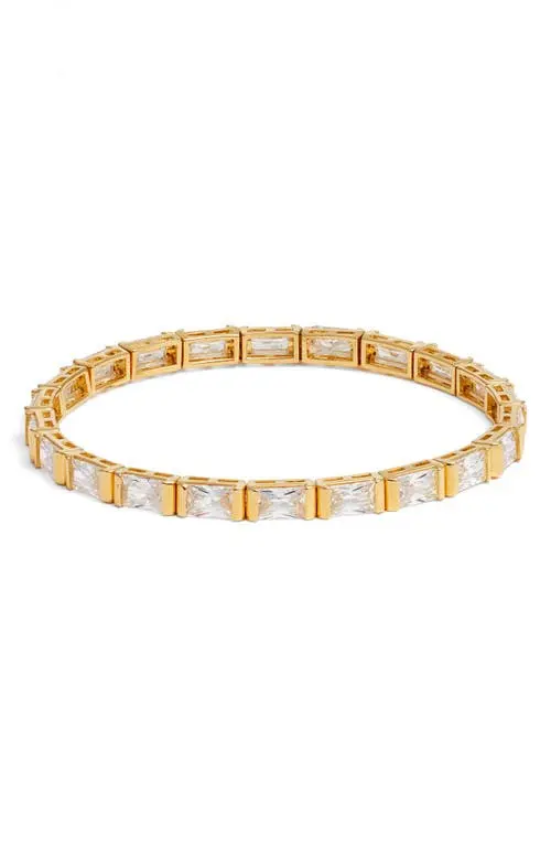 Nordstrom Cubic Zirconia Stretch Bracelet - Clear- Gold
