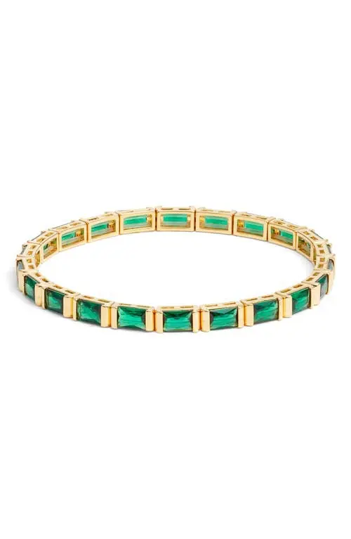 Nordstrom Cubic Zirconia Stretch Bracelet - Emerald- Gold